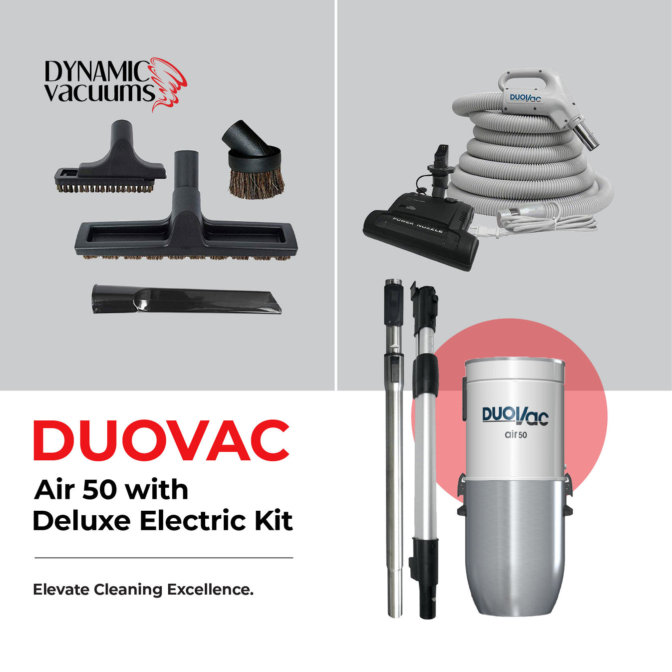 Duovac Air 50 with Deluxe Electric Kit – Dynamic Vacuums
