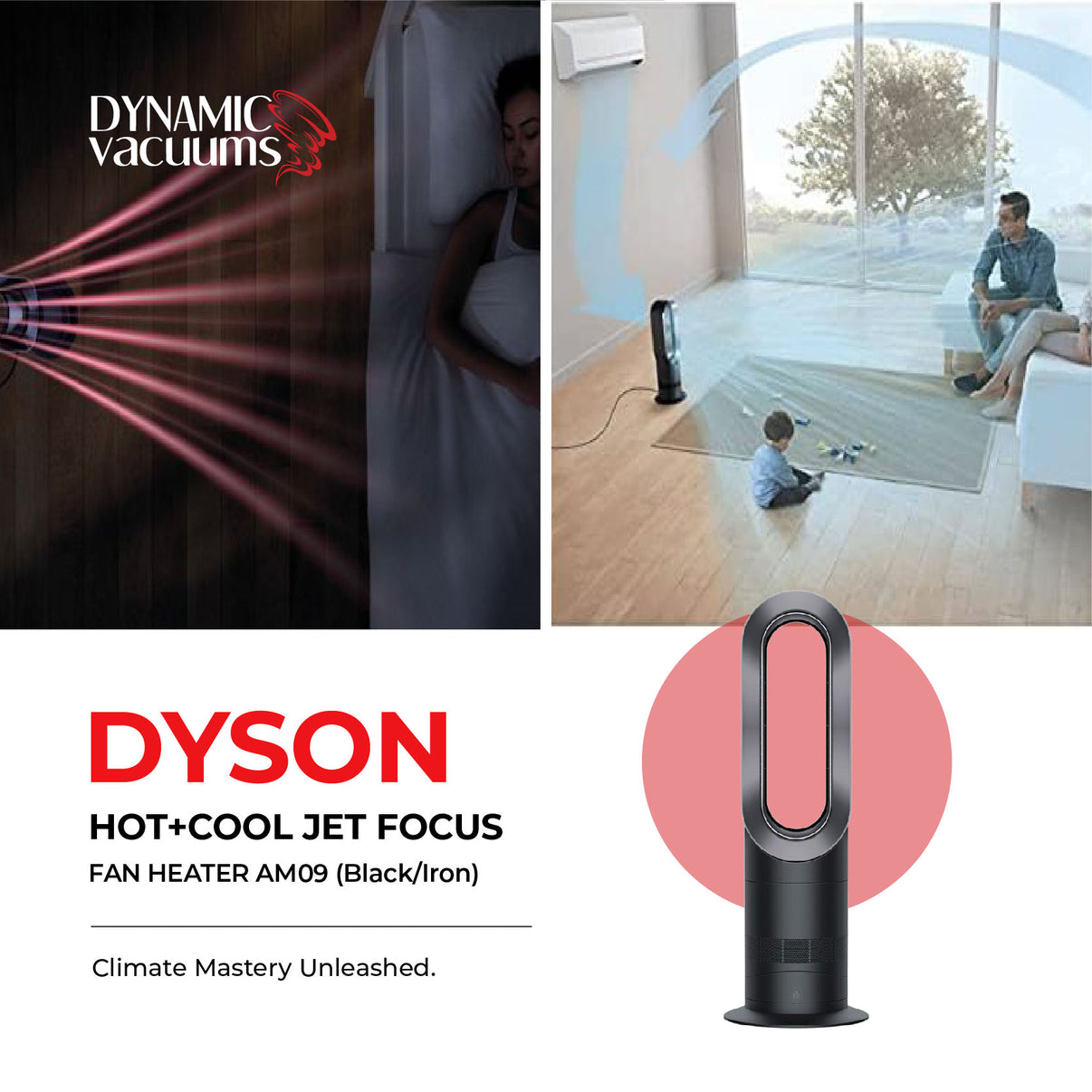 Dyson Hot+Cool Jet Focus Fan Heater AM09 (Black/Iron) – Dynamic Vacuums