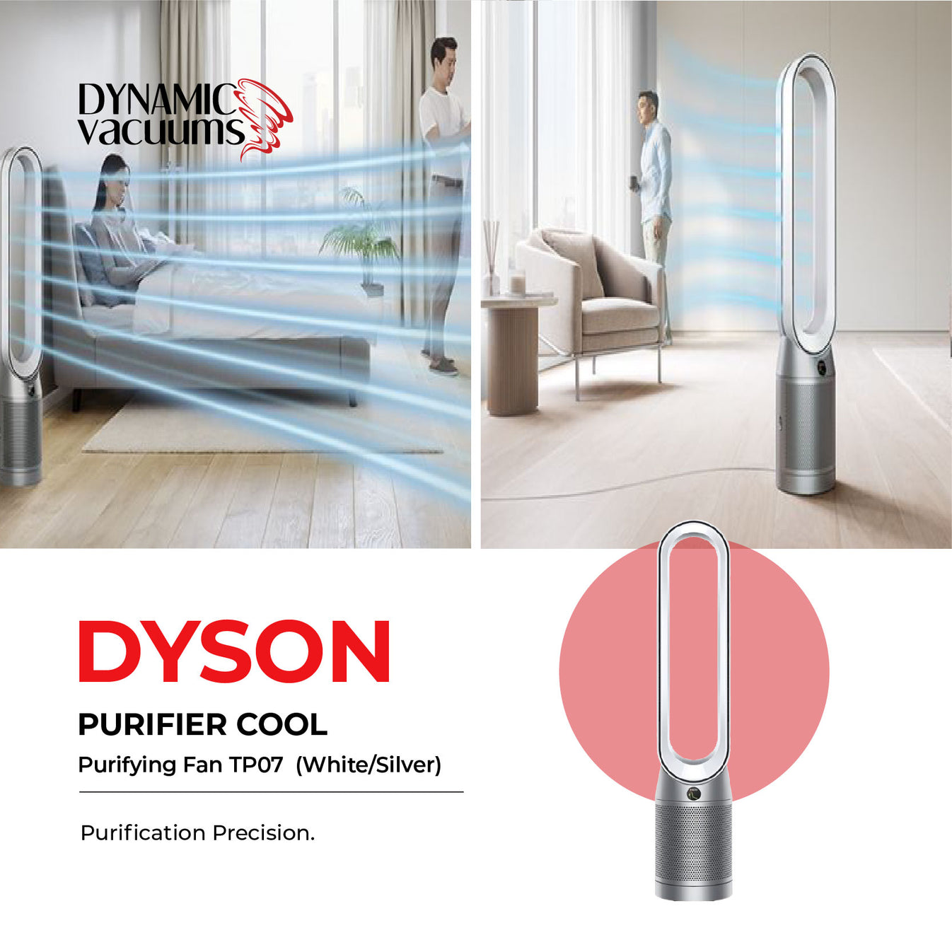 Dyson Purifier Cool Purifying Fan (White/Silver) TP07 – Dynamic Vacuums
