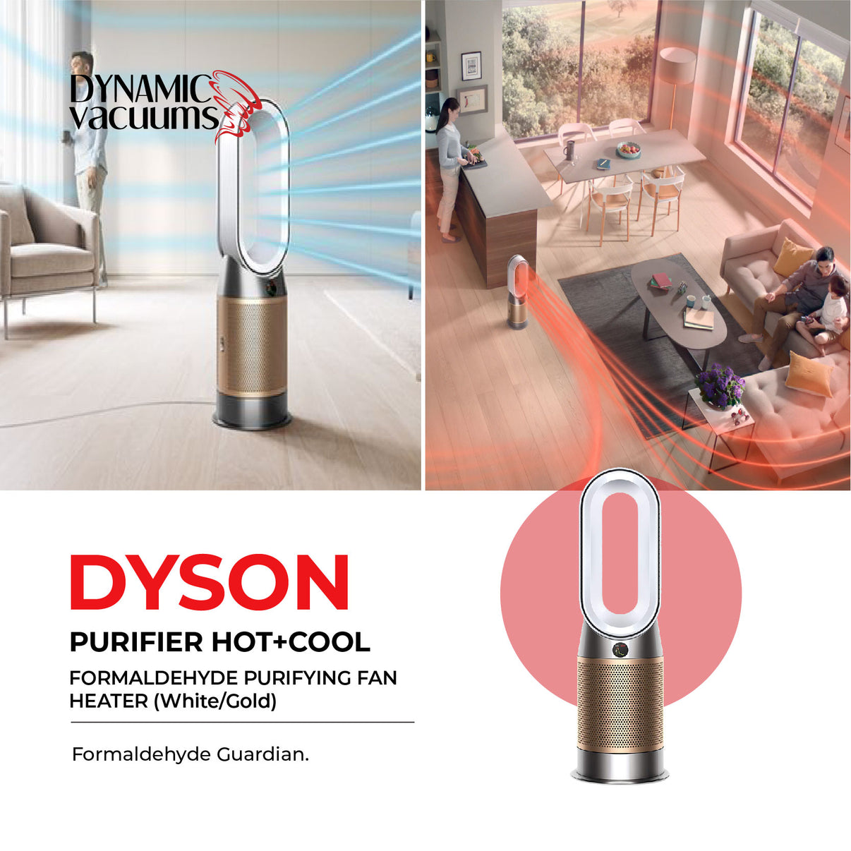 Dyson Purifier Hot+Cool Formaldehyde Purifying Fan Heater (White/Gold) – Dynamic Vacuums